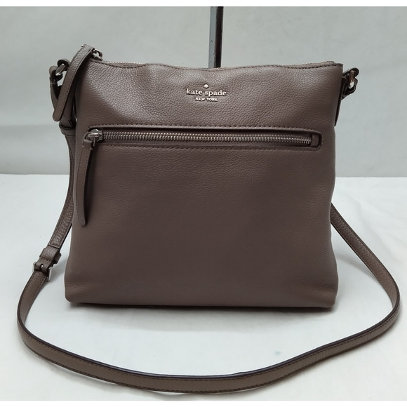 kate spade | Bags | Kate Spade New York Beige Pebbled Leather Zipper ...